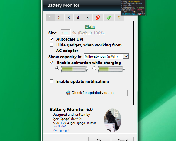 Battery Monitor Windows 10 Gadget - Win10Gadgets