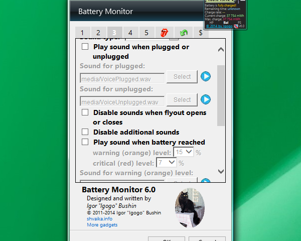 Battery Monitor Windows 10 Gadget - Win10Gadgets