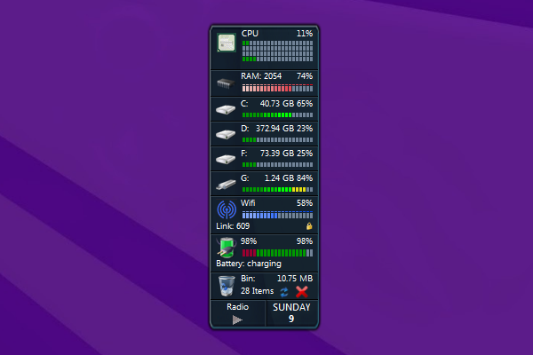 computer status - Win10Gadgets