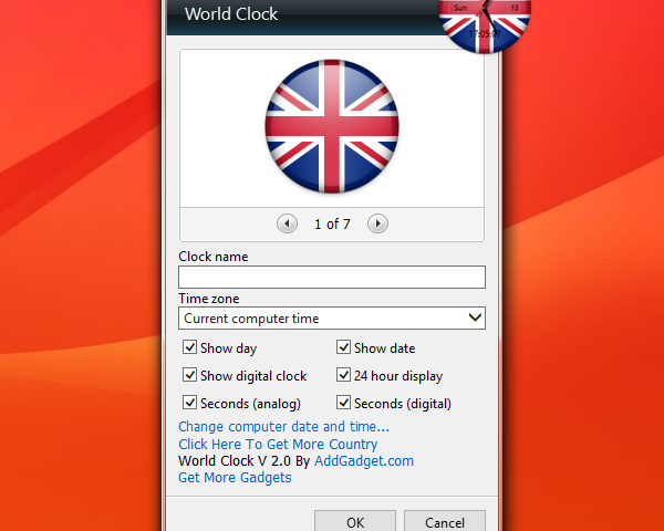 United Kingdom Clock Windows 10 Gadget - Win10Gadgets