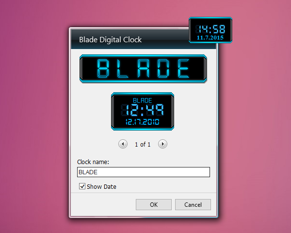 Blade Digital Clock Windows 10 Gadget - Win10Gadgets