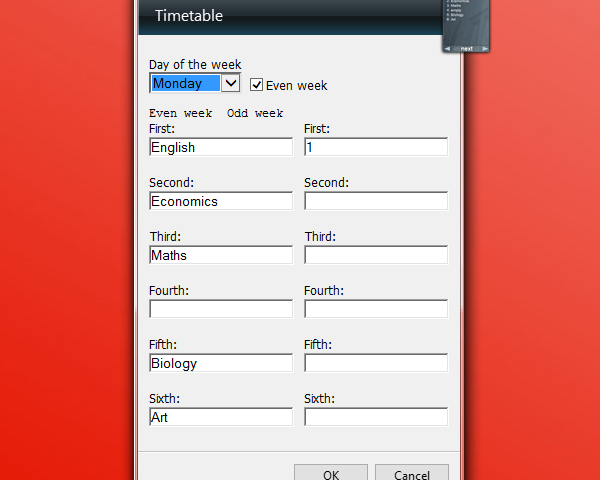 Timetable Windows 10 Gadget - Win10Gadgets
