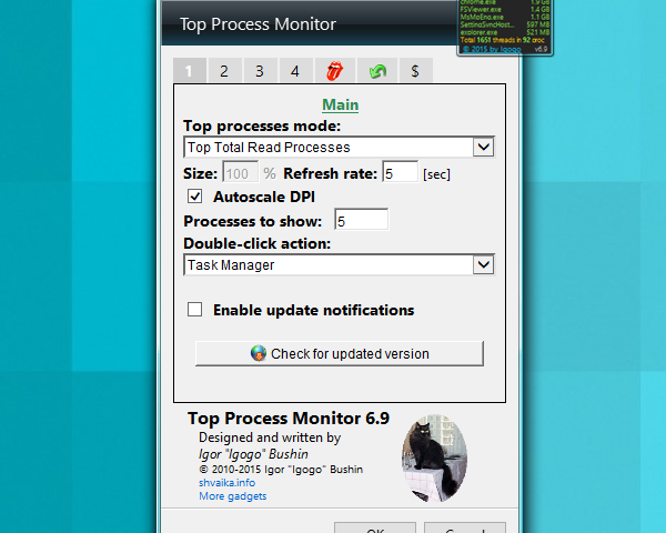 Top Process Monitor Windows 10 Gadget - Win10Gadgets